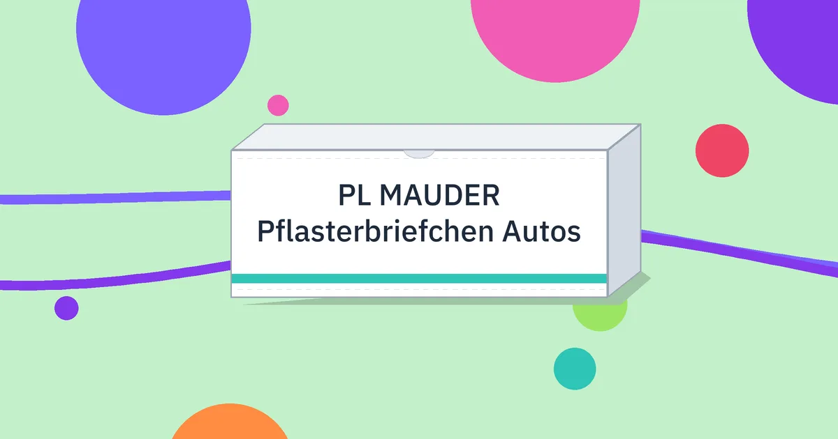 Symbolbild: Packung mit der Aufschrift PL MAUDER Pflasterbriefchen Autos (PZN 19435315) – Verfügbarkeit und Bezug in Apotheken in Frankfurt am Main