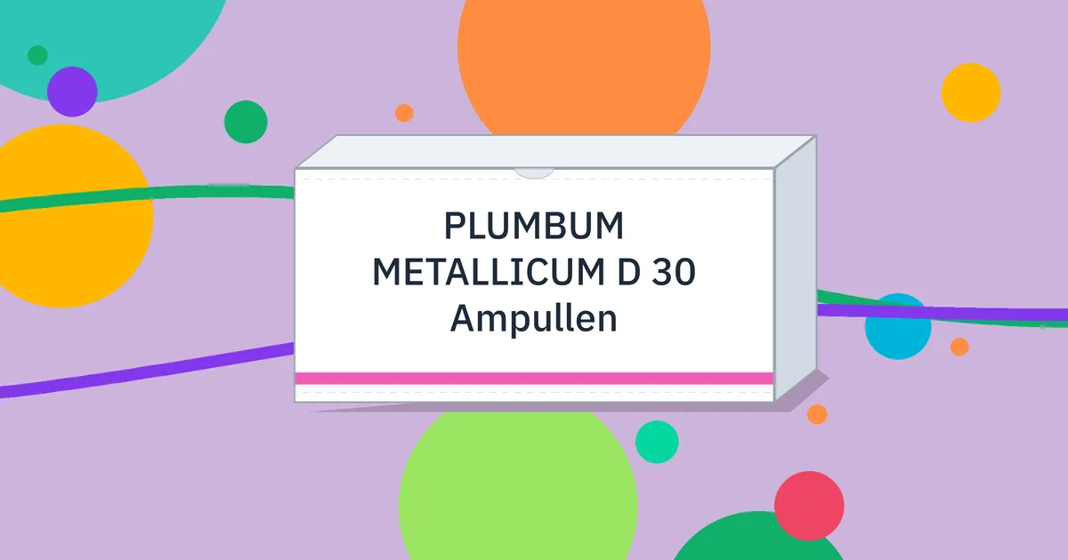 Symbolbild: Packung mit der Aufschrift PLUMBUM METALLICUM D 30 Ampullen (PZN 11707719) – Verfügbarkeit und Bezug in Apotheken in Frankfurt am Main