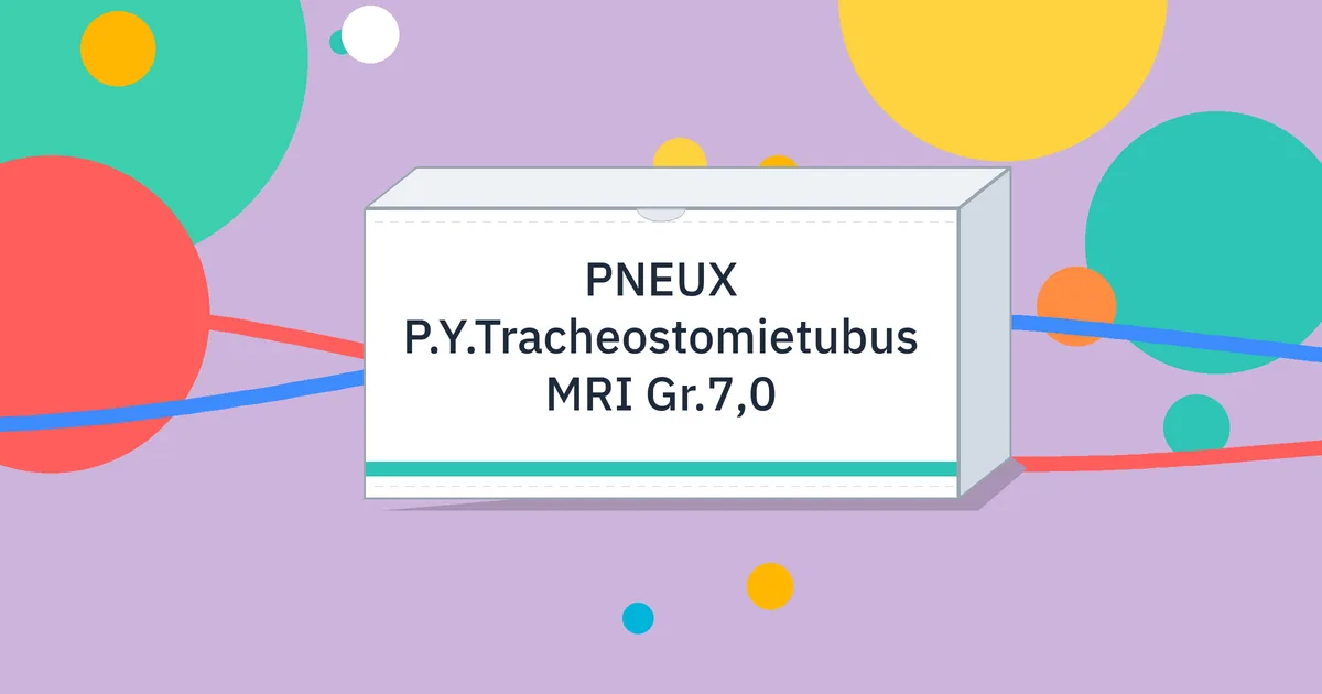 Symbolbild: Packung mit der Aufschrift PNEUX P.Y.Tracheostomietubus MRI Gr.7,0 (PZN 14165851) – Verfügbarkeit und Bezug in Apotheken in Frankfurt am Main