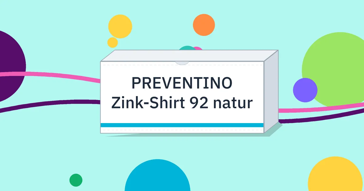 Symbolbild: Packung mit der Aufschrift PREVENTINO Zink-Shirt 92 natur (PZN 12446787) – Verfügbarkeit und Bezug in Apotheken in Frankfurt am Main
