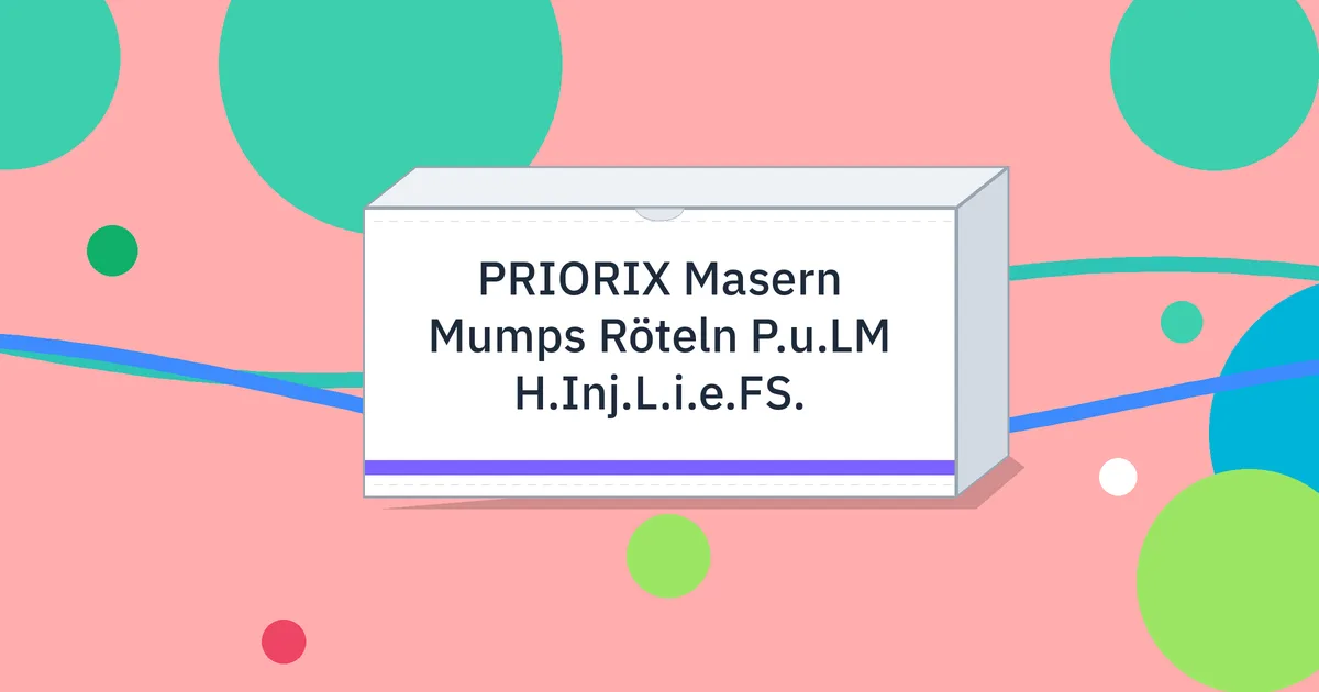 Symbolbild: Packung mit der Aufschrift PRIORIX Masern Mumps Röteln P.u.LM H.Inj.L.i.e.FS. (PZN 01546014) – Verfügbarkeit und Bezug in Apotheken in Frankfurt am Main