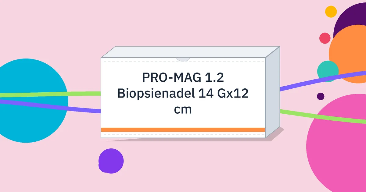 Symbolbild: Packung mit der Aufschrift PRO-MAG 1.2 Biopsienadel 14 Gx12 cm (PZN 06768156) – Verfügbarkeit und Bezug in Apotheken in Frankfurt am Main