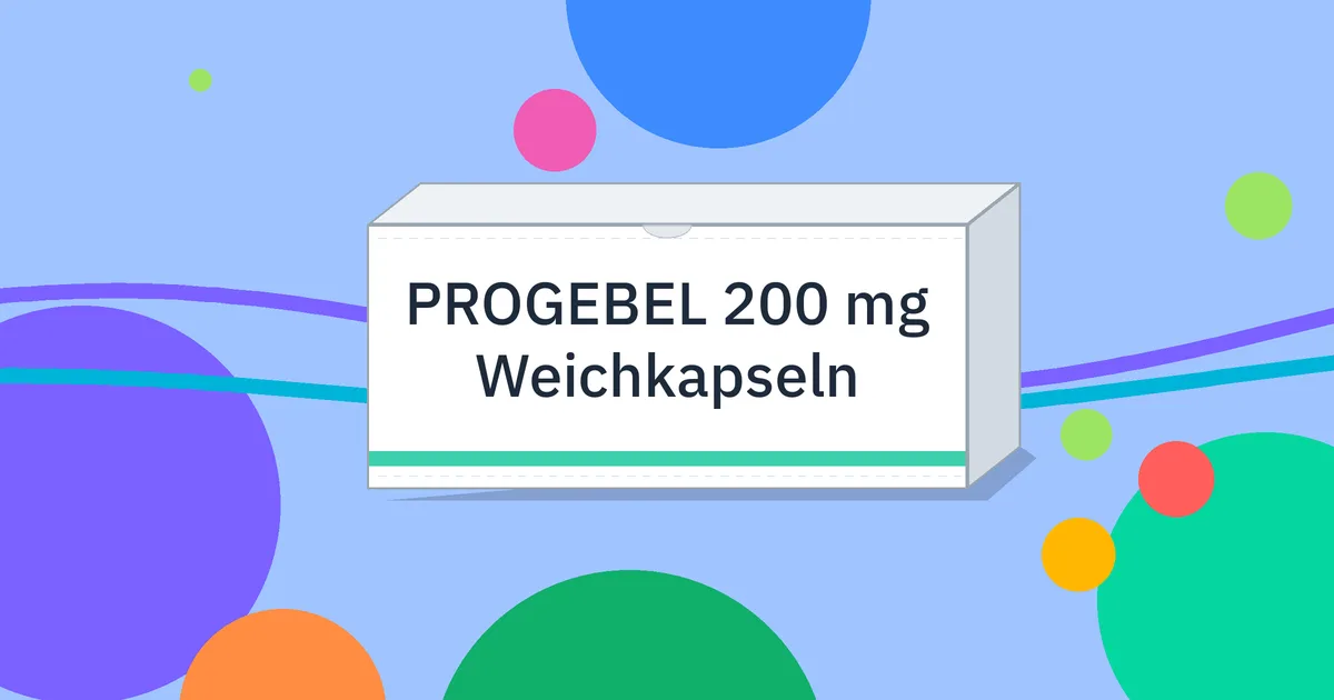 Symbolbild: Packung mit der Aufschrift PROGEBEL 200 mg Weichkapseln (PZN 18380492) – Verfügbarkeit und Bezug in Apotheken in Frankfurt am Main