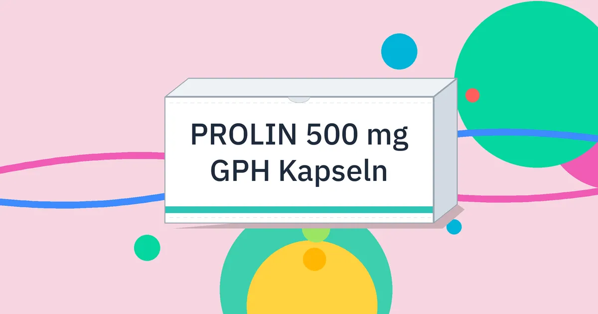 Symbolbild: Packung mit der Aufschrift PROLIN 500 mg GPH Kapseln (PZN 00128645) – Verfügbarkeit und Bezug in Apotheken in Frankfurt am Main