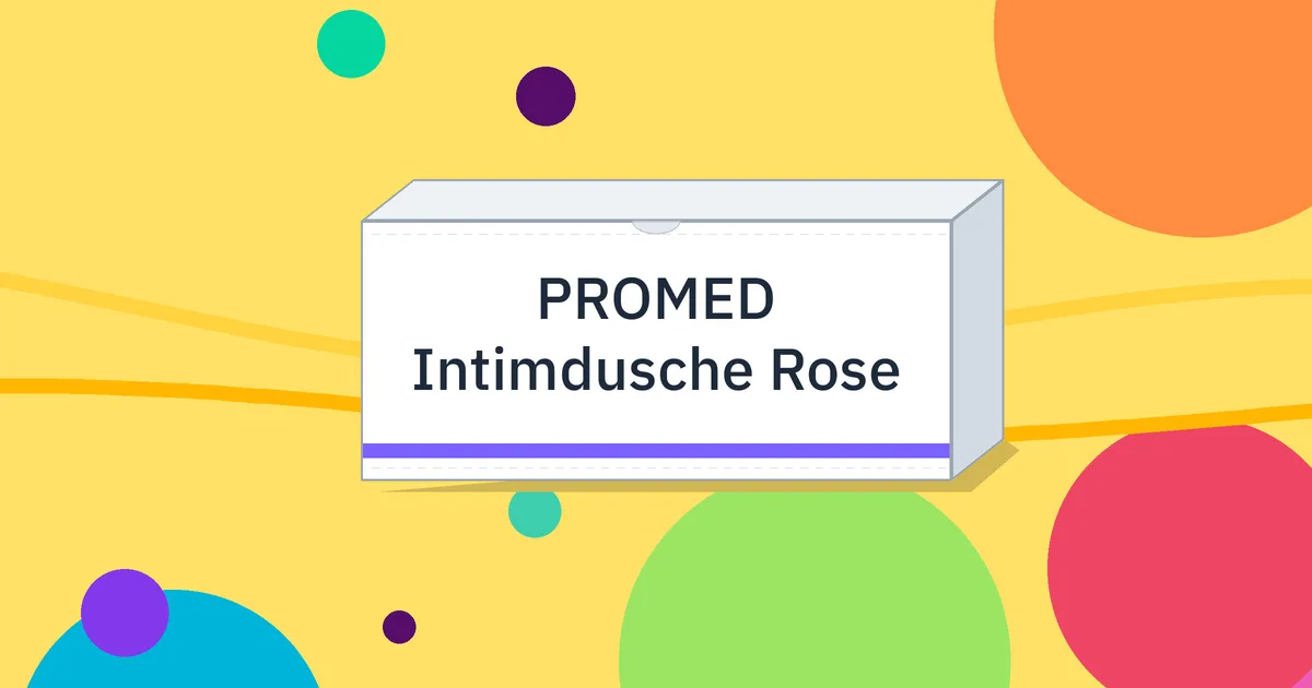 Symbolbild: Packung mit der Aufschrift PROMED Intimdusche Rose (PZN 20089048) – Verfügbarkeit und Bezug in Apotheken in Frankfurt am Main