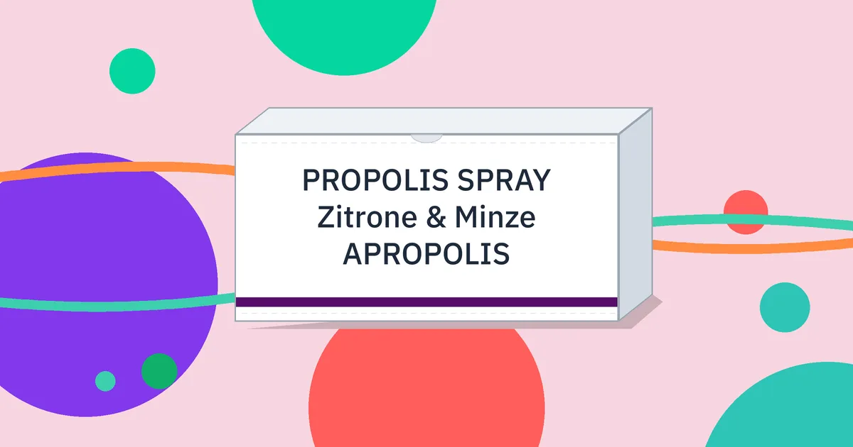 Symbolbild: Packung mit der Aufschrift PROPOLIS SPRAY Zitrone & Minze APROPOLIS (PZN 13974689) – Verfügbarkeit und Bezug in Apotheken in Frankfurt am Main