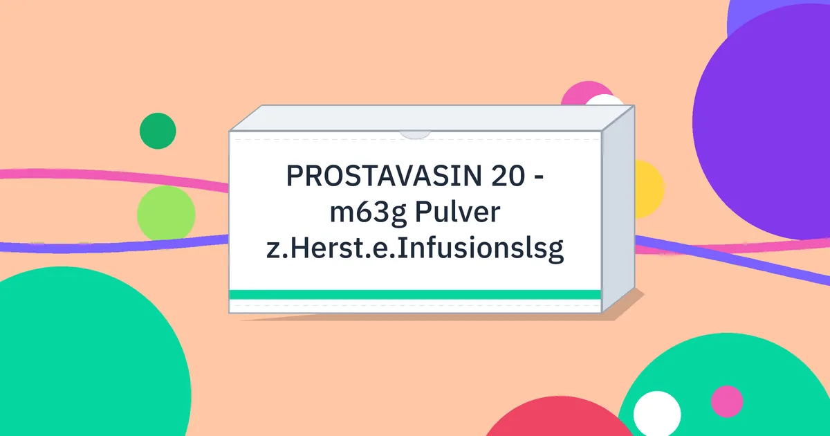 Symbolbild: Packung mit der Aufschrift PROSTAVASIN 20 -m63g Pulver z.Herst.e.Infusionslsg (PZN 02400235) – Verfügbarkeit und Bezug in Apotheken in Frankfurt am Main