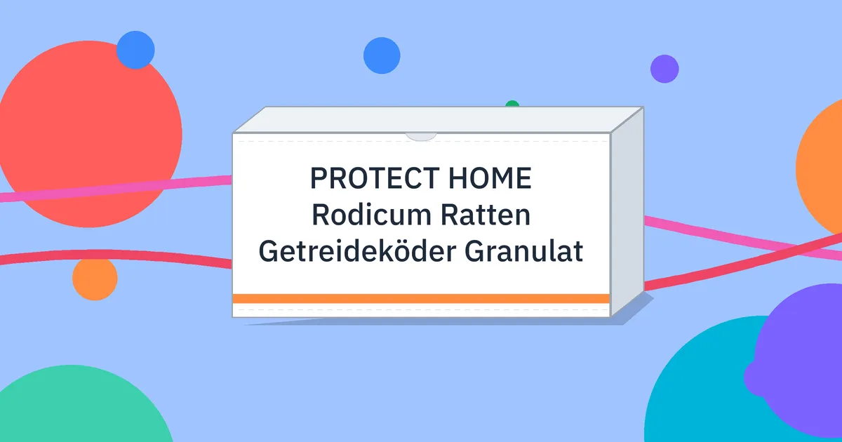 Symbolbild: Packung mit der Aufschrift PROTECT HOME Rodicum Ratten Getreideköder Granulat (PZN 13753675) – Verfügbarkeit und Bezug in Apotheken in Frankfurt am Main