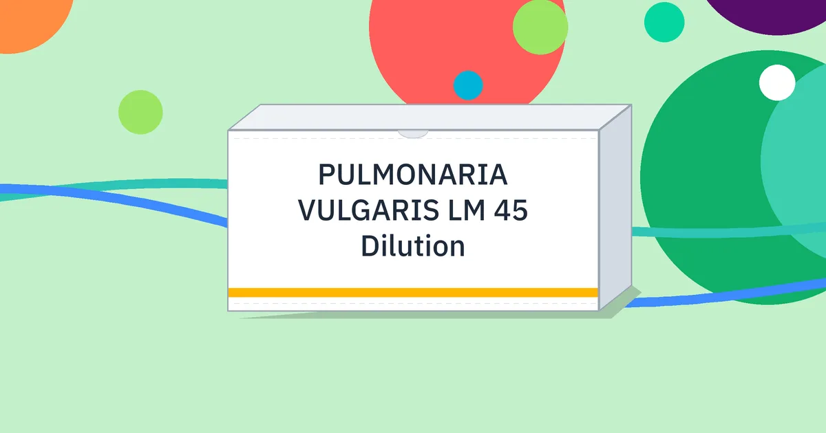 Symbolbild: Packung mit der Aufschrift PULMONARIA VULGARIS LM 45 Dilution (PZN 13671084) – Verfügbarkeit und Bezug in Apotheken in Frankfurt am Main