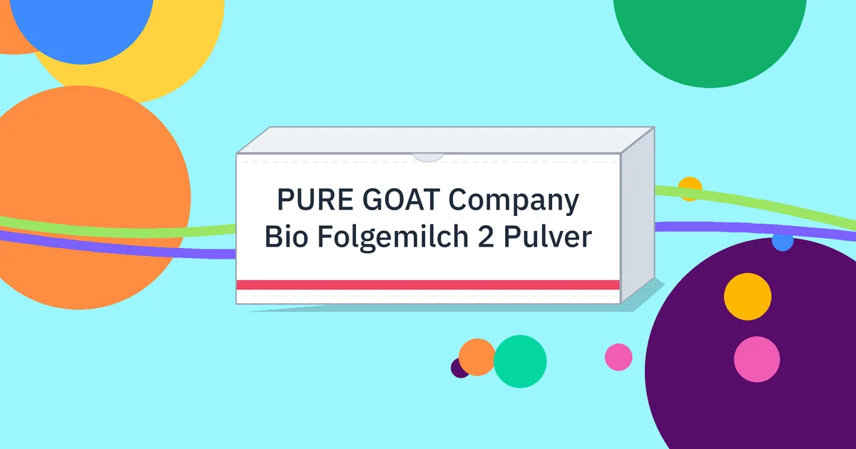 Symbolbild: Packung mit der Aufschrift PURE GOAT Company Bio Folgemilch 2 Pulver (PZN 18653978) – Verfügbarkeit und Bezug in Apotheken in Frankfurt am Main