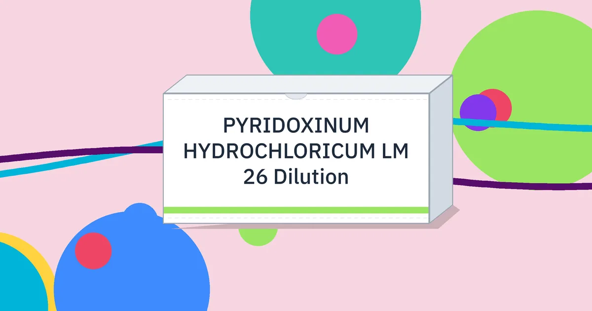 Symbolbild: Packung mit der Aufschrift PYRIDOXINUM HYDROCHLORICUM LM 26 Dilution (PZN 13672445) – Verfügbarkeit und Bezug in Apotheken in Frankfurt am Main