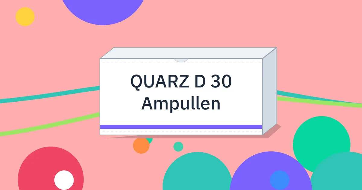 Symbolbild: Packung mit der Aufschrift QUARZ D 30 Ampullen (PZN 01625676) – Verfügbarkeit und Bezug in Apotheken in Frankfurt am Main