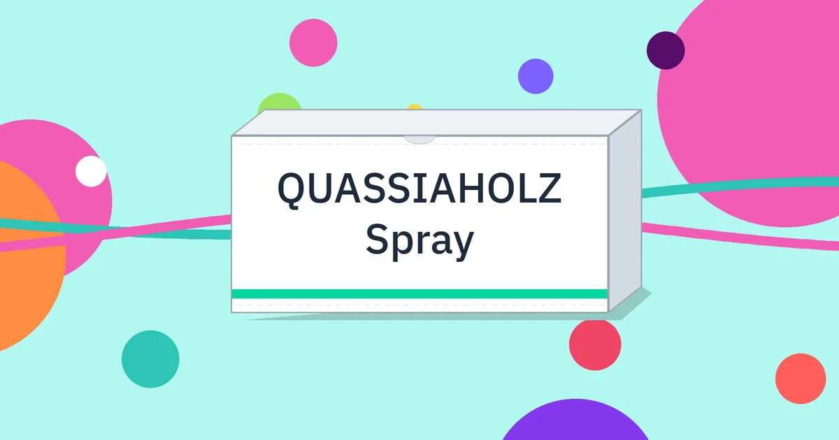 Symbolbild: Packung mit der Aufschrift QUASSIAHOLZ Spray (PZN 18439676) – Verfügbarkeit und Bezug in Apotheken in Frankfurt am Main