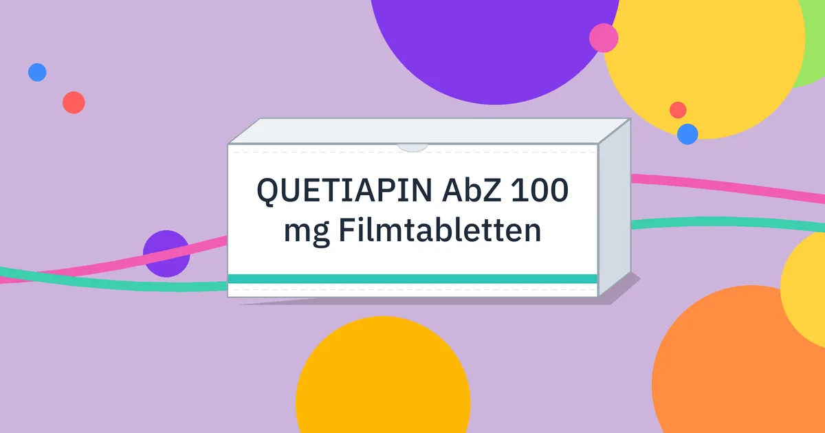 Symbolbild: Packung mit der Aufschrift QUETIAPIN AbZ 100 mg Filmtabletten (PZN 09246240) – Verfügbarkeit und Bezug in Apotheken in Frankfurt am Main