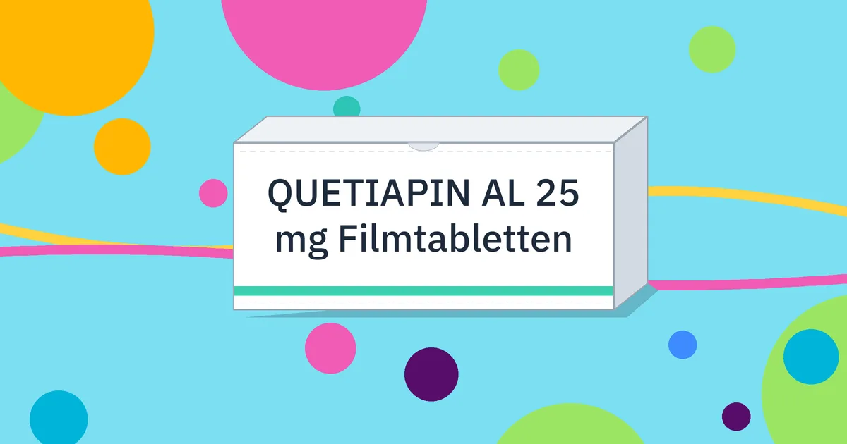 Symbolbild: Packung mit der Aufschrift QUETIAPIN AL 25 mg Filmtabletten (PZN 09283525) – Verfügbarkeit und Bezug in Apotheken in Frankfurt am Main