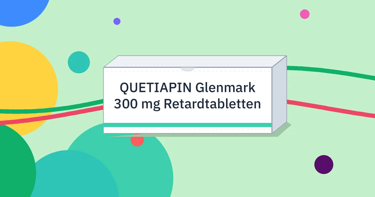Symbolbild: Packung mit der Aufschrift QUETIAPIN Glenmark 300 mg Retardtabletten (PZN 16031646) – Verfügbarkeit und Bezug in Apotheken in Frankfurt am Main