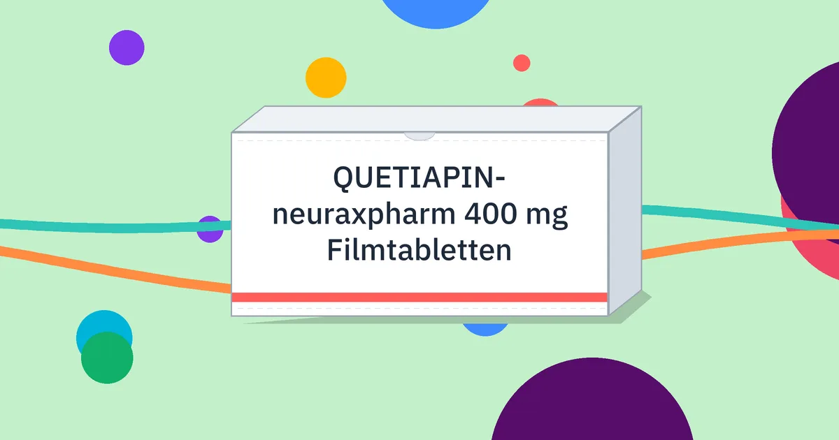 Symbolbild: Packung mit der Aufschrift QUETIAPIN-neuraxpharm 400 mg Filmtabletten (PZN 15745326) – Verfügbarkeit und Bezug in Apotheken in Frankfurt am Main