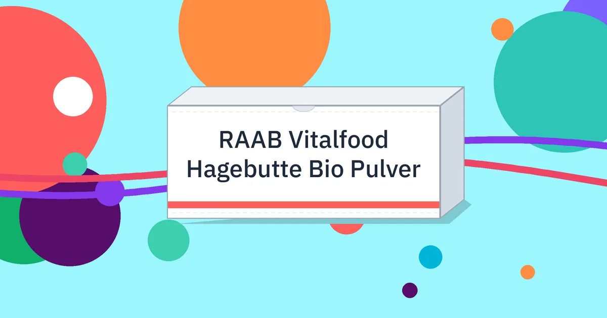 Symbolbild: Packung mit der Aufschrift RAAB Vitalfood Hagebutte Bio Pulver (PZN 19304228) – Verfügbarkeit und Bezug in Apotheken in Frankfurt am Main