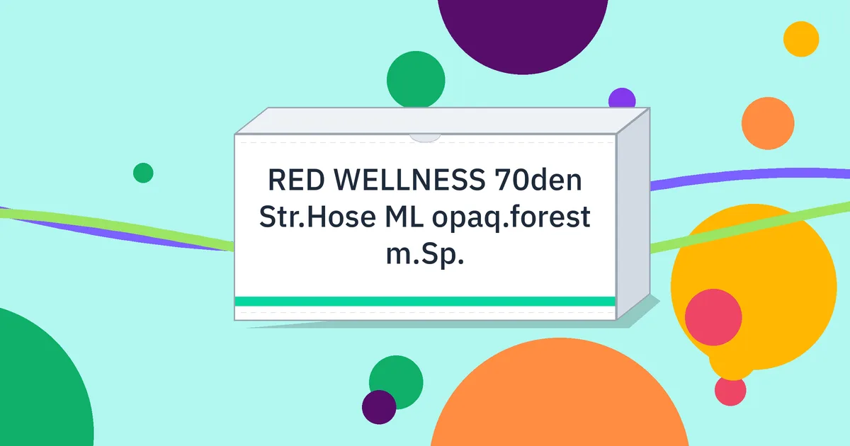 Symbolbild: Packung mit der Aufschrift RED WELLNESS 70den Str.Hose ML opaq.forest m.Sp. (PZN 16176936) – Verfügbarkeit und Bezug in Apotheken in Frankfurt am Main