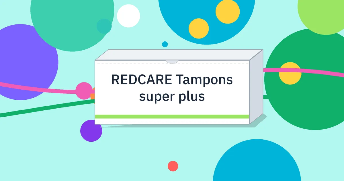 Symbolbild: Packung mit der Aufschrift REDCARE Tampons super plus (PZN 19188791) – Verfügbarkeit und Bezug in Apotheken in Frankfurt am Main