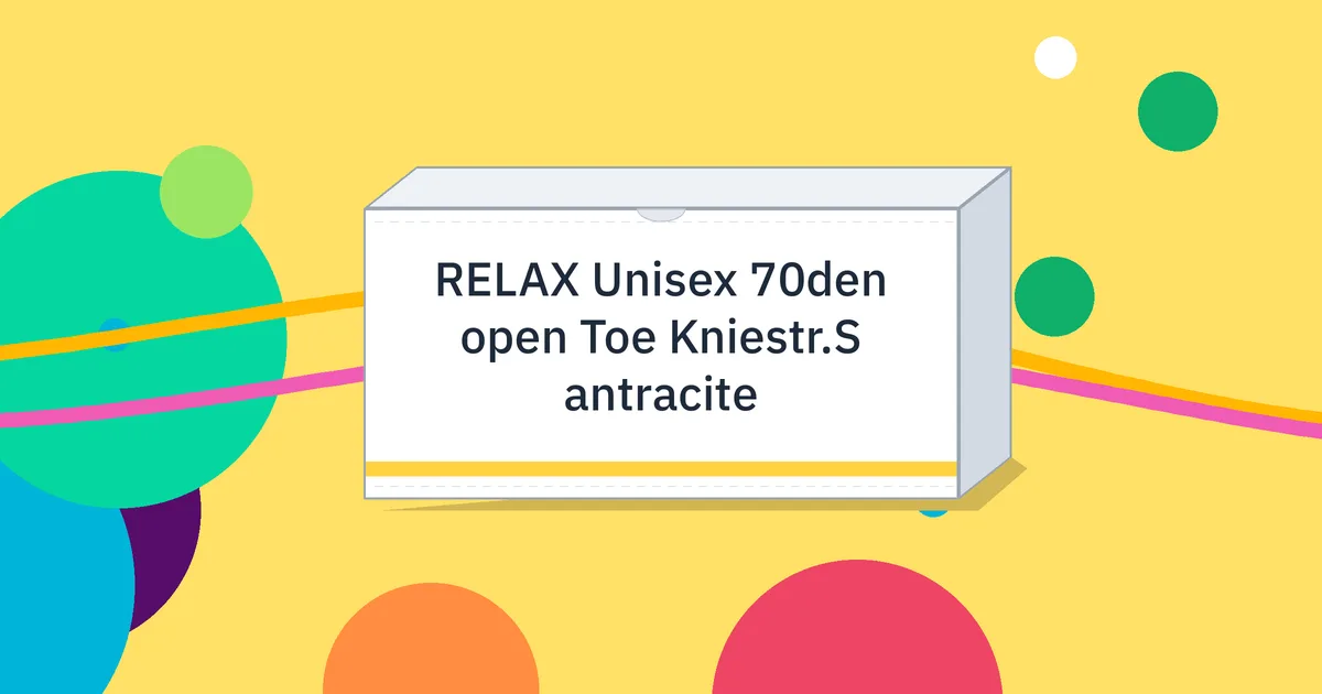 Symbolbild: Packung mit der Aufschrift RELAX Unisex 70den open Toe Kniestr.S antracite (PZN 16224718) – Verfügbarkeit und Bezug in Apotheken in Frankfurt am Main
