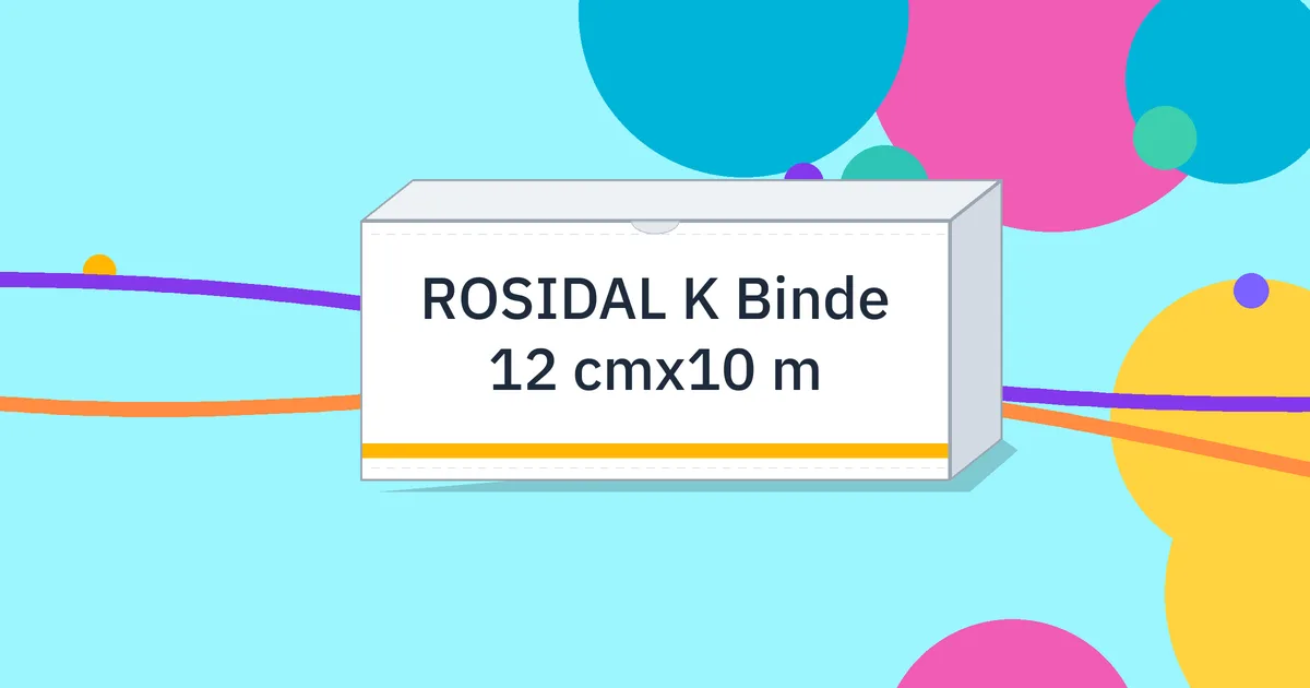 Symbolbild: Packung mit der Aufschrift ROSIDAL K Binde 12 cmx10 m (PZN 15998961) – Verfügbarkeit und Bezug in Apotheken in Frankfurt am Main