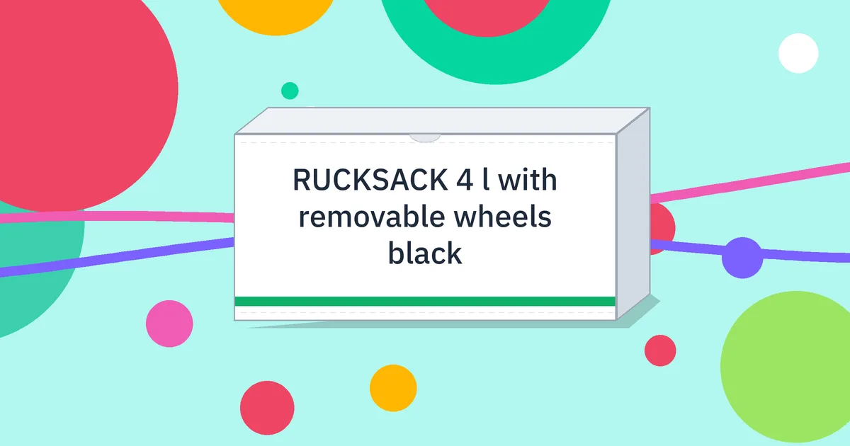 Symbolbild: Packung mit der Aufschrift RUCKSACK 4 l with removable wheels black (PZN 16244684) – Verfügbarkeit und Bezug in Apotheken in Frankfurt am Main