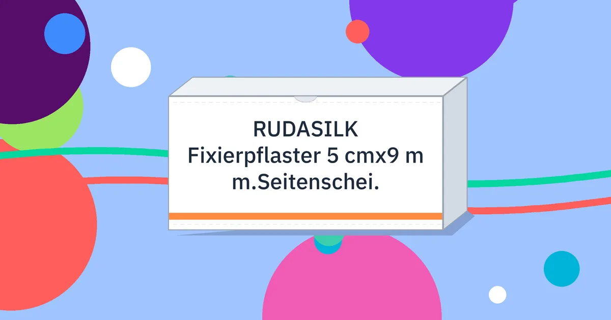Symbolbild: Packung mit der Aufschrift RUDASILK Fixierpflaster 5 cmx9 m m.Seitenschei. (PZN 15893009) – Verfügbarkeit und Bezug in Apotheken in Frankfurt am Main