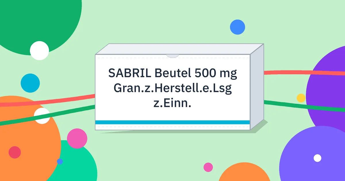 Symbolbild: Packung mit der Aufschrift SABRIL Beutel 500 mg Gran.z.Herstell.e.Lsg z.Einn. (PZN 20366335) – Verfügbarkeit und Bezug in Apotheken in Frankfurt am Main