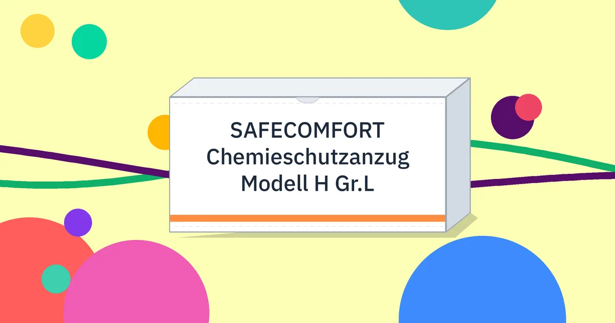 Symbolbild: Packung mit der Aufschrift SAFECOMFORT Chemieschutzanzug Modell H Gr.L (PZN 15305395) – Verfügbarkeit und Bezug in Apotheken in Frankfurt am Main