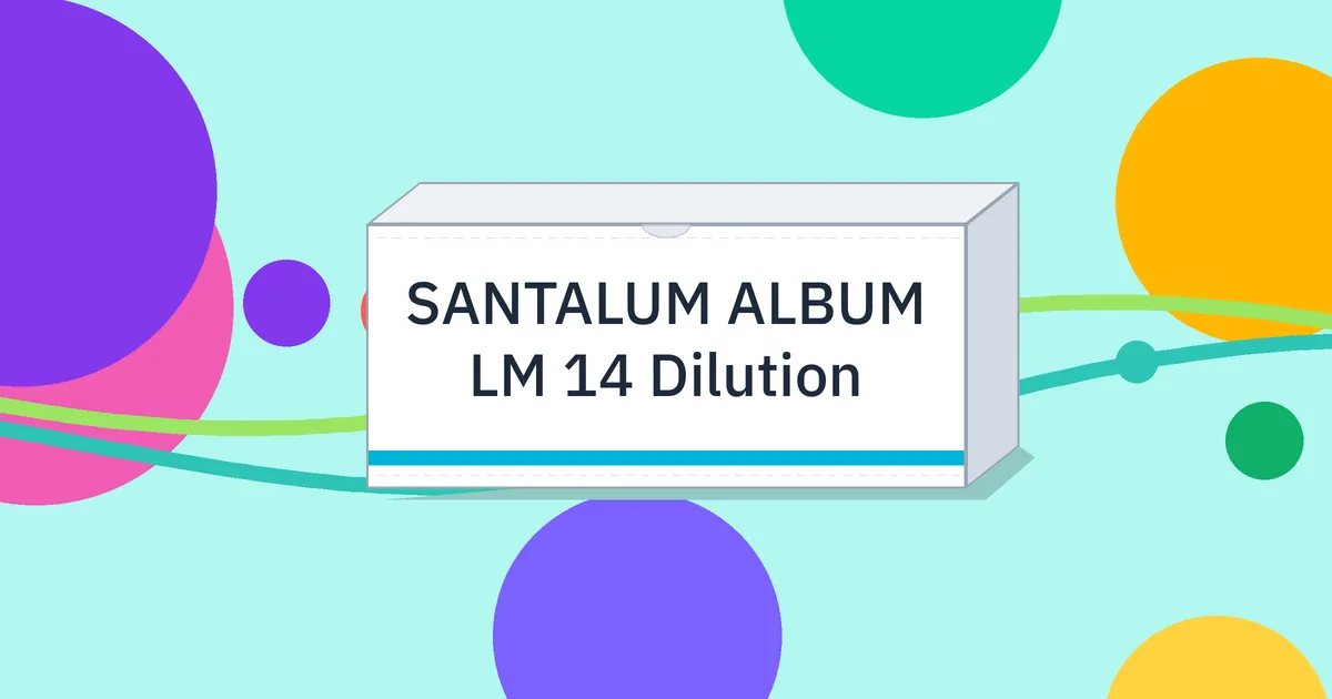 Symbolbild: Packung mit der Aufschrift SANTALUM ALBUM LM 14 Dilution (PZN 13684448) – Verfügbarkeit und Bezug in Apotheken in Frankfurt am Main