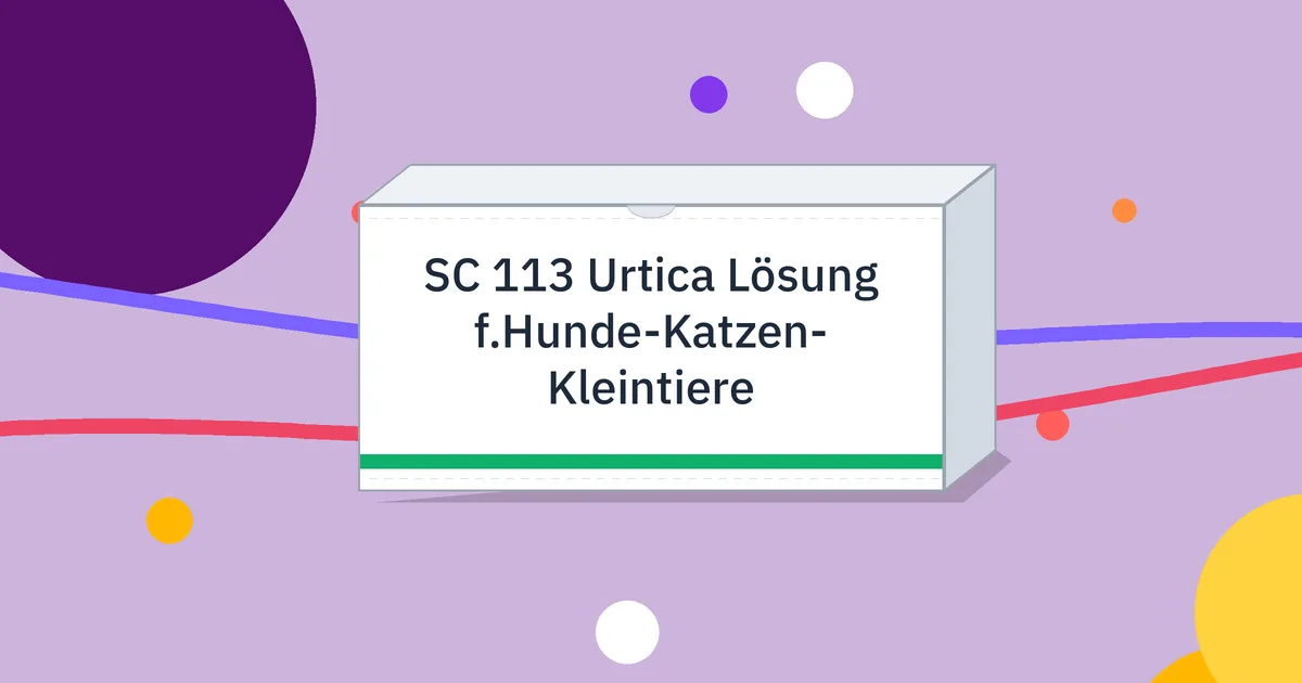 Symbolbild: Packung mit der Aufschrift SC 113 Urtica Lösung f.Hunde-Katzen-Kleintiere (PZN 09638419) – Verfügbarkeit und Bezug in Apotheken in Frankfurt am Main