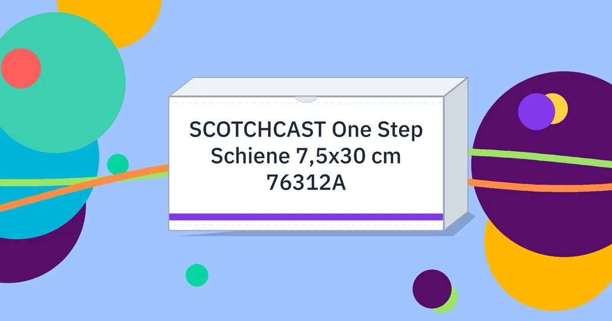 Symbolbild: Packung mit der Aufschrift SCOTCHCAST One Step Schiene 7,5x30 cm 76312A (PZN 02697896) – Verfügbarkeit und Bezug in Apotheken in Frankfurt am Main