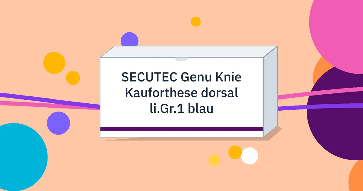Symbolbild: Packung mit der Aufschrift SECUTEC Genu Knie Kauforthese dorsal li.Gr.1 blau (PZN 17411115) – Verfügbarkeit und Bezug in Apotheken in Frankfurt am Main