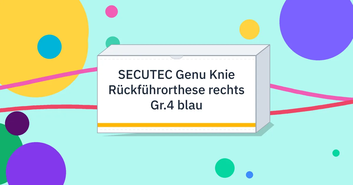 Symbolbild: Packung mit der Aufschrift SECUTEC Genu Knie Rückführorthese rechts Gr.4 blau (PZN 12510806) – Verfügbarkeit und Bezug in Apotheken in Frankfurt am Main