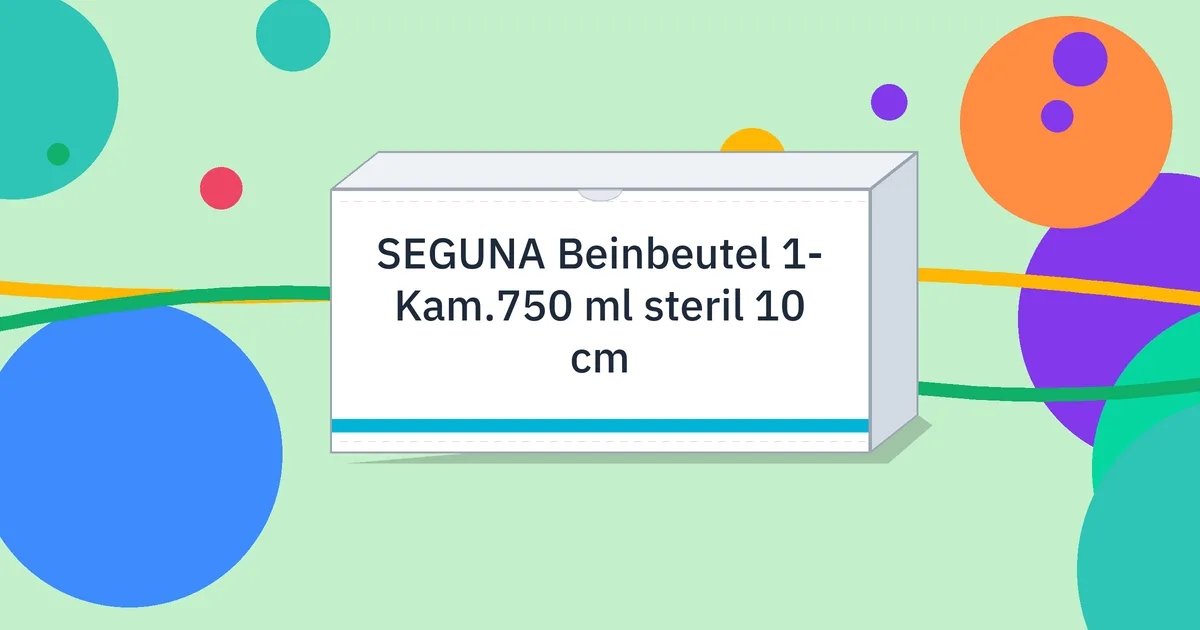 Symbolbild: Packung mit der Aufschrift SEGUNA Beinbeutel 1-Kam.750 ml steril 10 cm (PZN 14312766) – Verfügbarkeit und Bezug in Apotheken in Frankfurt am Main