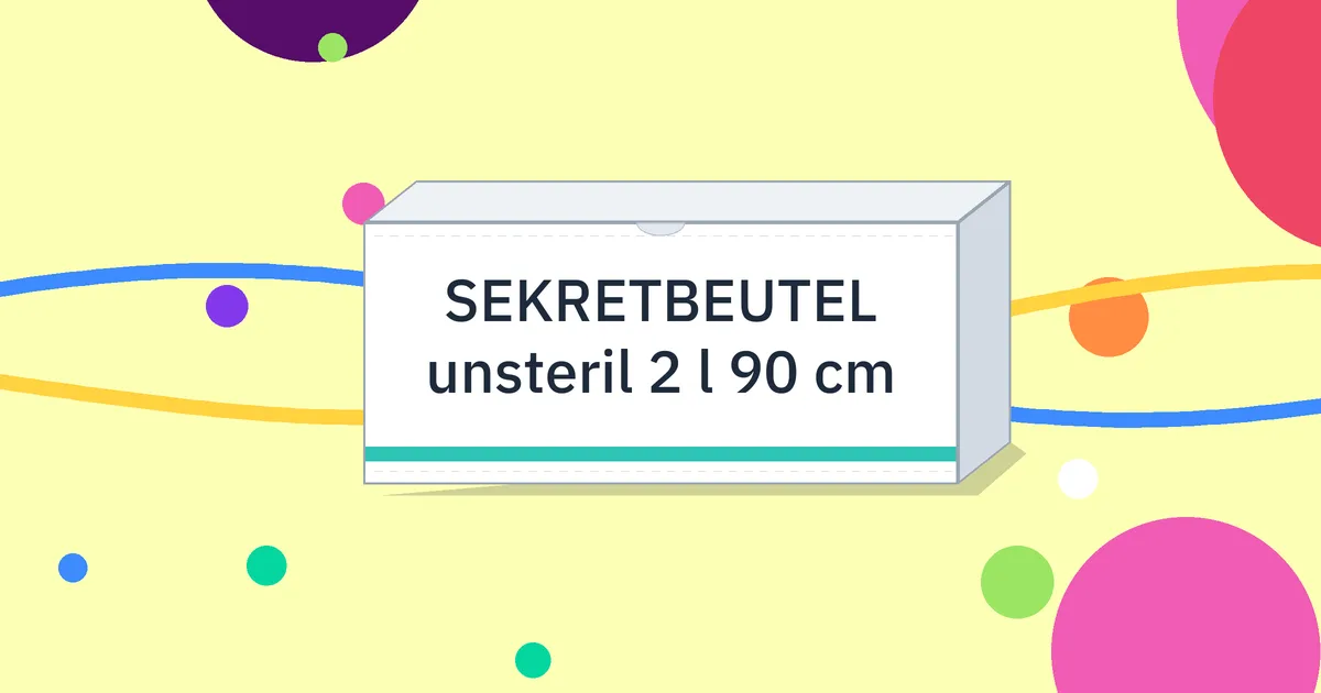 Symbolbild: Packung mit der Aufschrift SEKRETBEUTEL unsteril 2 l 90 cm (PZN 20204762) – Verfügbarkeit und Bezug in Apotheken in Frankfurt am Main