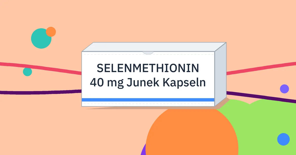 Symbolbild: Packung mit der Aufschrift SELENMETHIONIN 40 mg Junek Kapseln (PZN 20857607) – Verfügbarkeit und Bezug in Apotheken in Frankfurt am Main