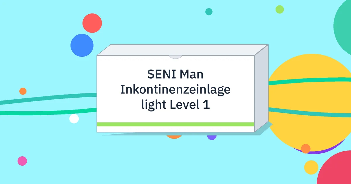 Symbolbild: Packung mit der Aufschrift SENI Man Inkontinenzeinlage light Level 1 (PZN 18270987) – Verfügbarkeit und Bezug in Apotheken in Frankfurt am Main