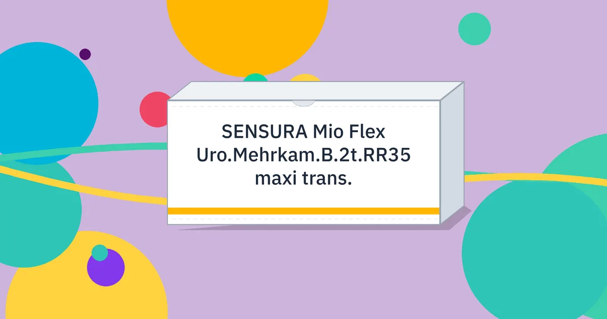 Symbolbild: Packung mit der Aufschrift SENSURA Mio Flex Uro.Mehrkam.B.2t.RR35 maxi trans. (PZN 10202466) – Verfügbarkeit und Bezug in Apotheken in Frankfurt am Main