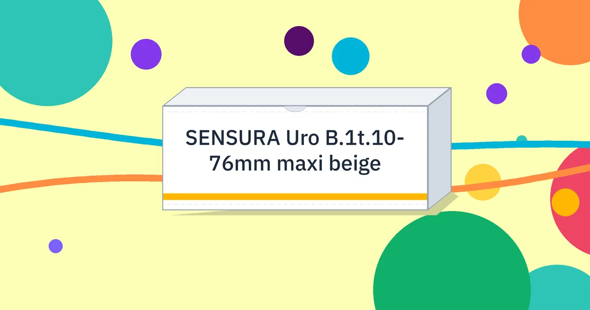 Symbolbild: Packung mit der Aufschrift SENSURA Uro B.1t.10-76mm maxi beige (PZN 03118794) – Verfügbarkeit und Bezug in Apotheken in Frankfurt am Main