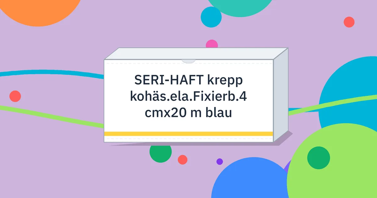 Symbolbild: Packung mit der Aufschrift SERI-HAFT krepp kohäs.ela.Fixierb.4 cmx20 m blau (PZN 20845892) – Verfügbarkeit und Bezug in Apotheken in Frankfurt am Main