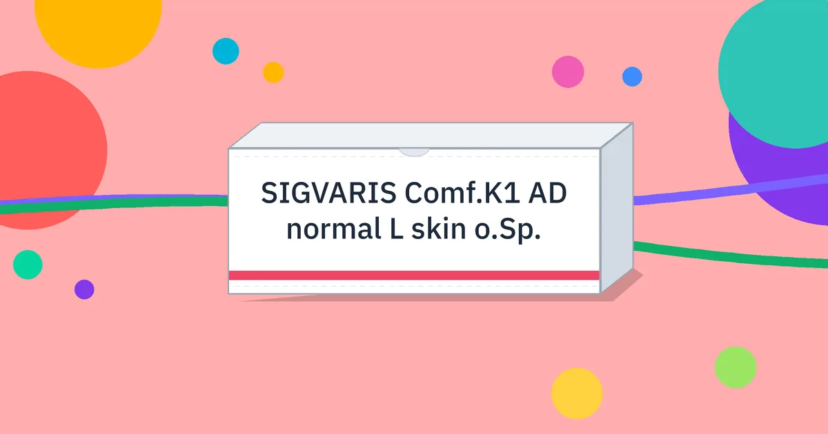 Symbolbild: Packung mit der Aufschrift SIGVARIS Comf.K1 AD normal L skin o.Sp. (PZN 17041204) – Verfügbarkeit und Bezug in Apotheken in Frankfurt am Main