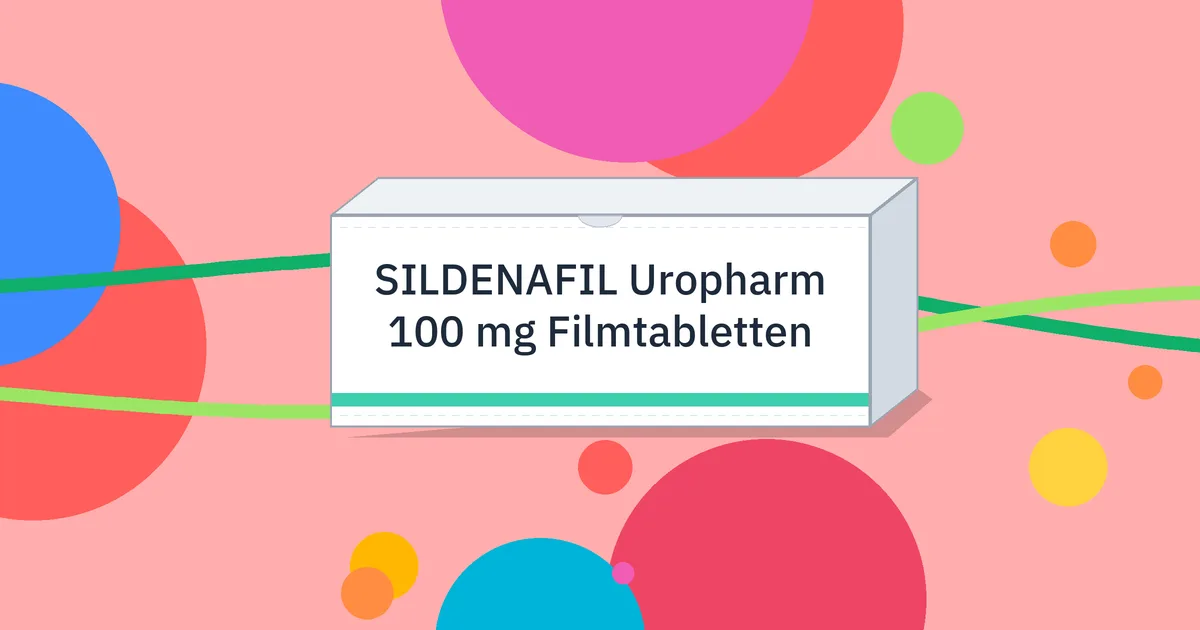 Symbolbild: Packung mit der Aufschrift SILDENAFIL Uropharm 100 mg Filmtabletten (PZN 04713412) – Verfügbarkeit und Bezug in Apotheken in Frankfurt am Main