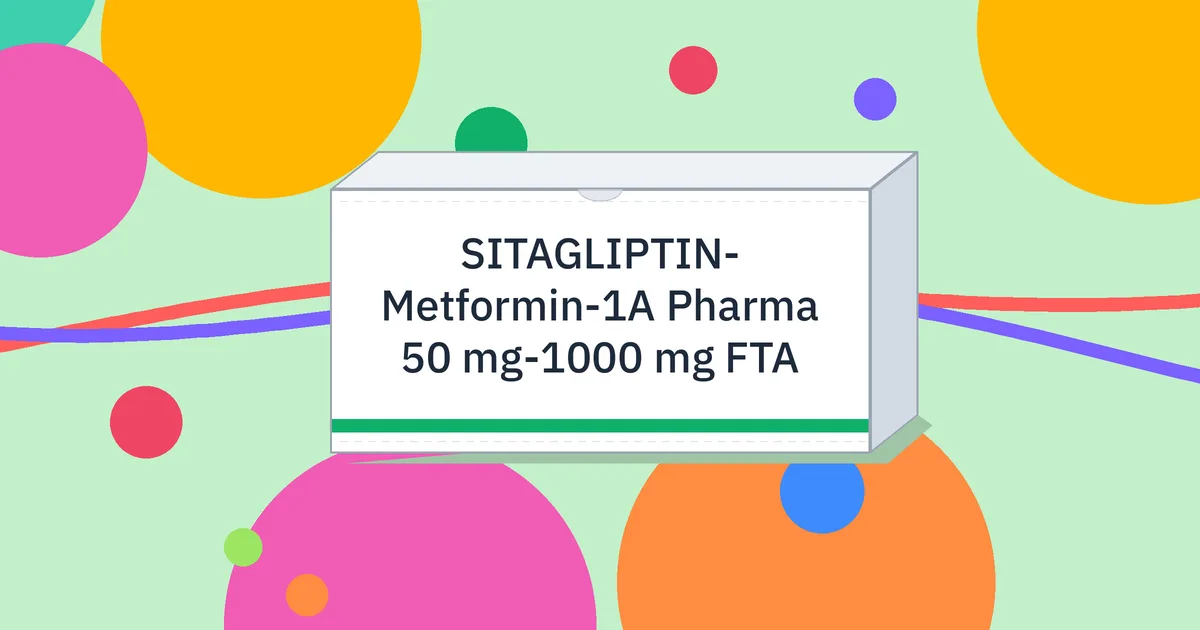 Symbolbild: Packung mit der Aufschrift SITAGLIPTIN-Metformin-1A Pharma 50 mg-1000 mg FTA (PZN 17816390) – Verfügbarkeit und Bezug in Apotheken in Frankfurt am Main