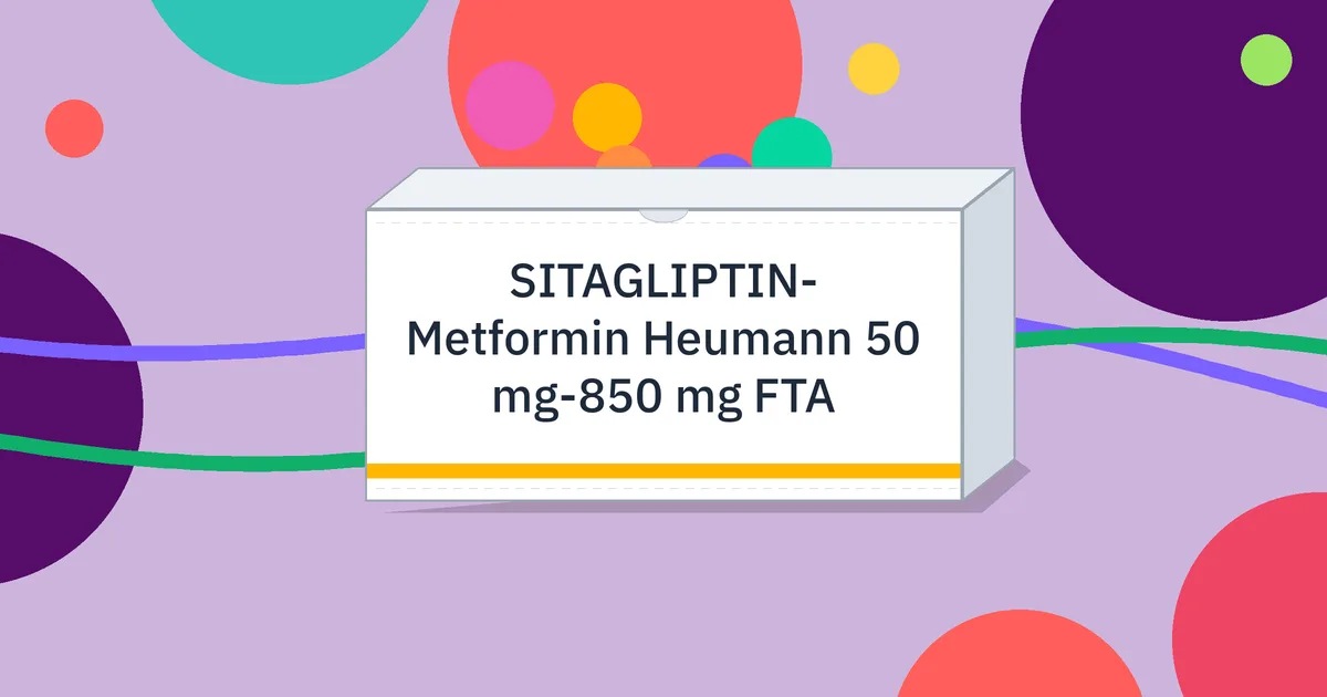 Symbolbild: Packung mit der Aufschrift SITAGLIPTIN-Metformin Heumann 50 mg-850 mg FTA (PZN 17954324) – Verfügbarkeit und Bezug in Apotheken in Frankfurt am Main