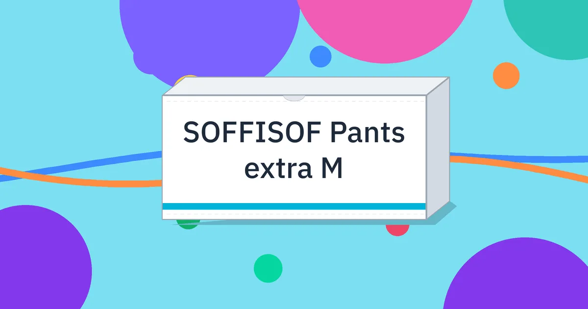 Symbolbild: Packung mit der Aufschrift SOFFISOF Pants extra M (PZN 13879502) – Verfügbarkeit und Bezug in Apotheken in Frankfurt am Main