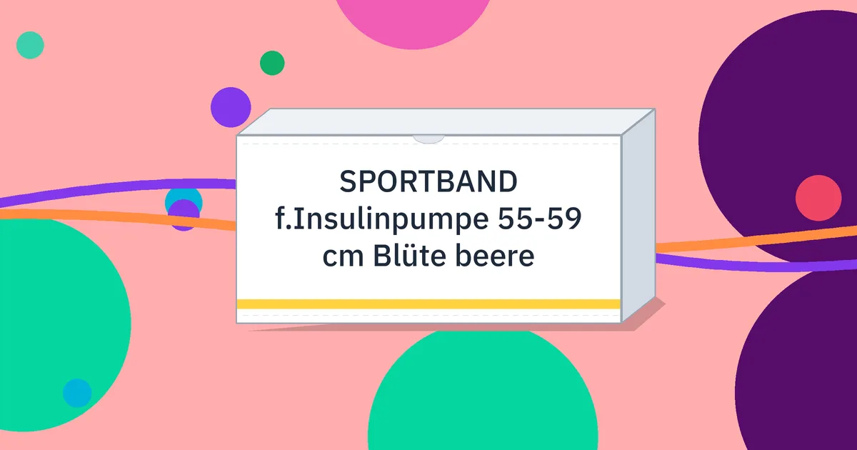 Symbolbild: Packung mit der Aufschrift SPORTBAND f.Insulinpumpe 55-59 cm Blüte beere (PZN 13916835) – Verfügbarkeit und Bezug in Apotheken in Frankfurt am Main