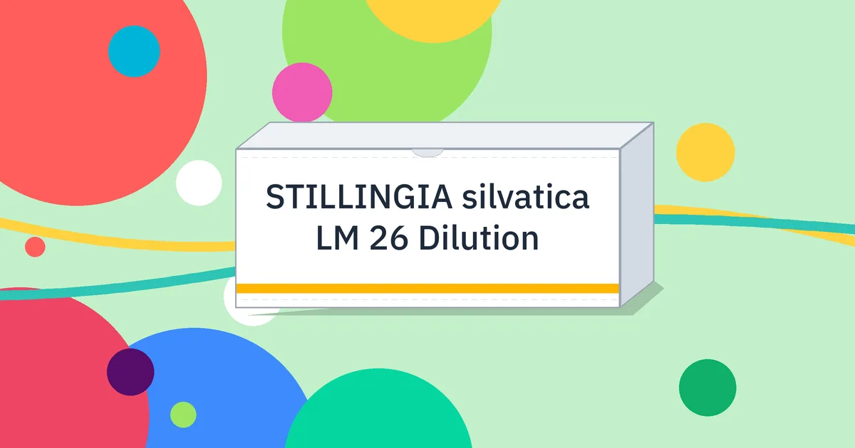 Symbolbild: Packung mit der Aufschrift STILLINGIA silvatica LM 26 Dilution (PZN 13201533) – Verfügbarkeit und Bezug in Apotheken in Frankfurt am Main