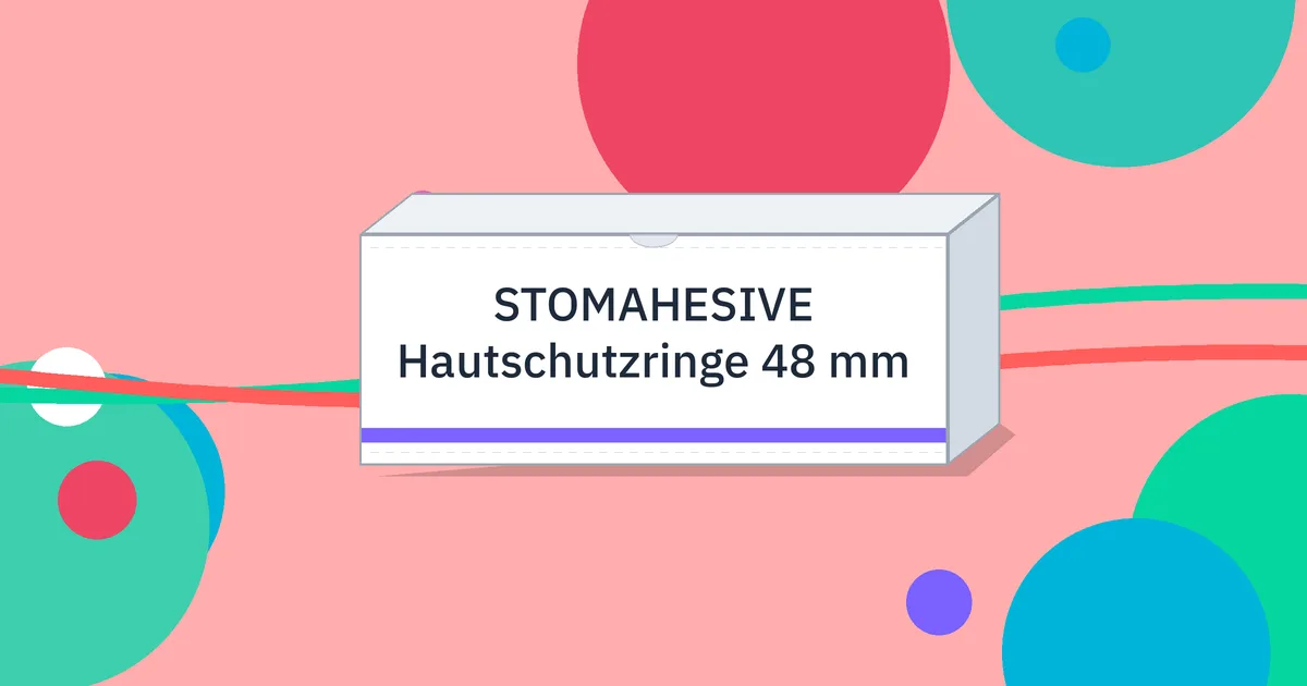 Symbolbild: Packung mit der Aufschrift STOMAHESIVE Hautschutzringe 48 mm (PZN 10006400) – Verfügbarkeit und Bezug in Apotheken in Frankfurt am Main